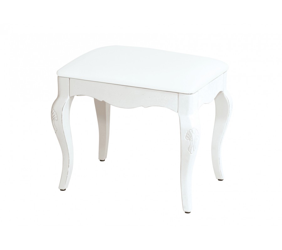 Provence bílá taburetka Antibes se zaoblenými masivními nožičkami s vyřezáváním 50cm - Estila ...