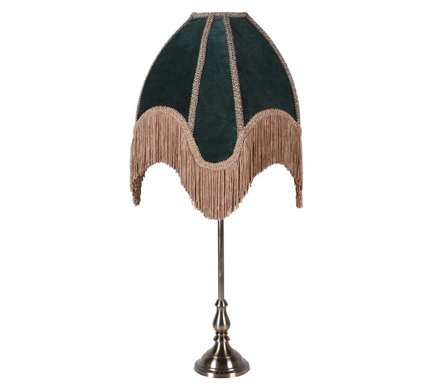 Luxusní stolní lampa Tafran v borové zelené barvě ve viktoriánsém ...