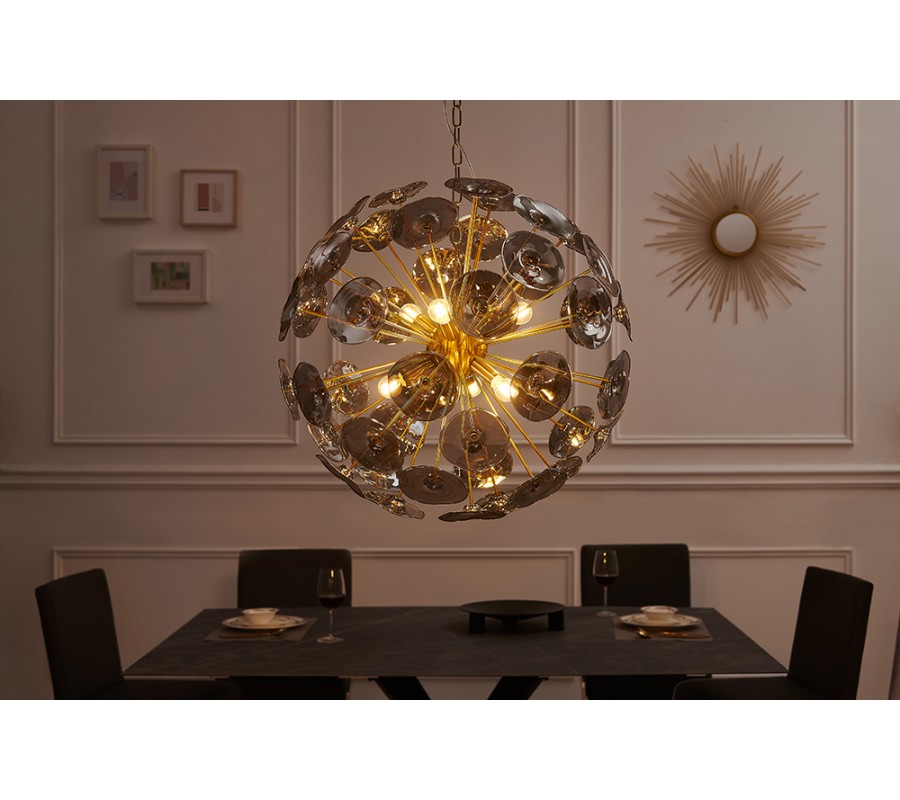 Designový art-deco lustr Nebulosa ve tvaru koule se zlatou kovovou ...